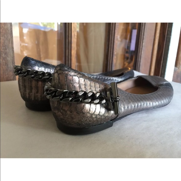 Rachel Zoe | Shoes | Rachel Zoe Laura Snakeskin Chain Ballet Flats 75m ...